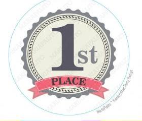 First Place Ribbon Party Personalized Printed Round Stickers, 1st Place ...