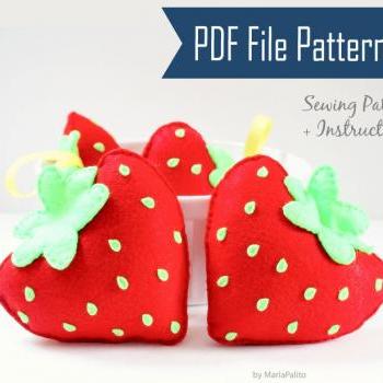 Strawberry Diy Sewing Pattern, Felt Strawberry Plush Kids Craft Project ...